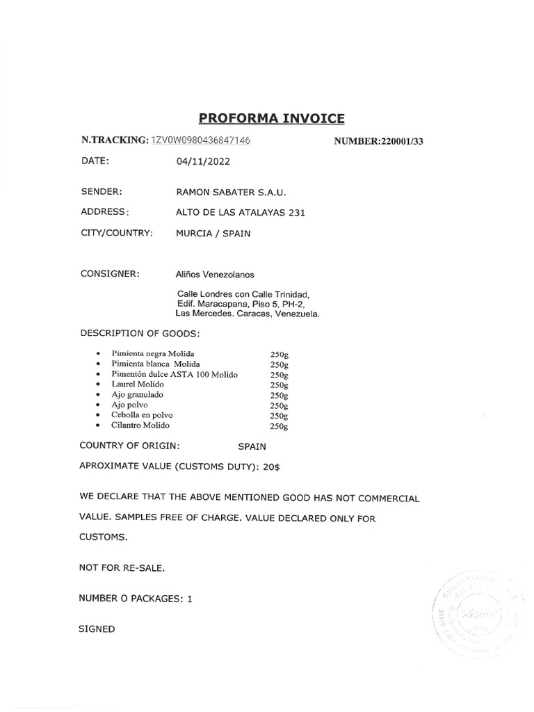 FACTURA PROFORMA España | PDF