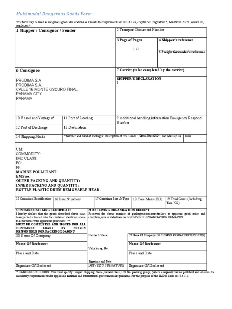 Formato Multimodal | PDF | Dangerous Goods | Freight Transport