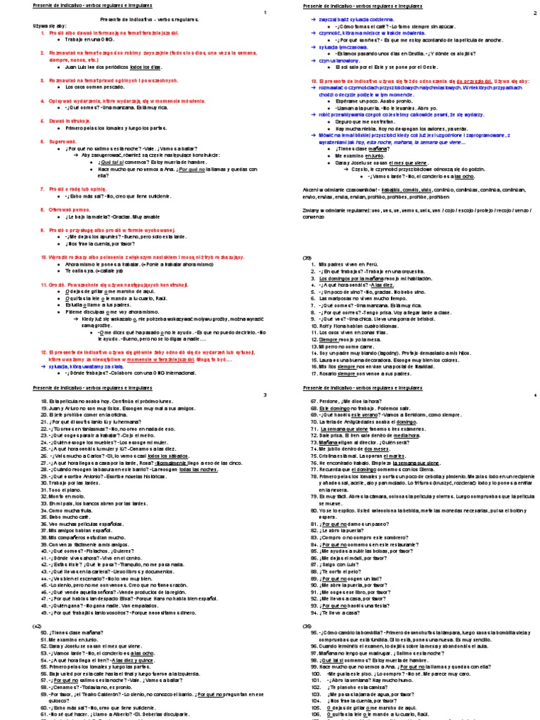 Presente de Indicativo - Verbos Regulares e Irregulares | PDF