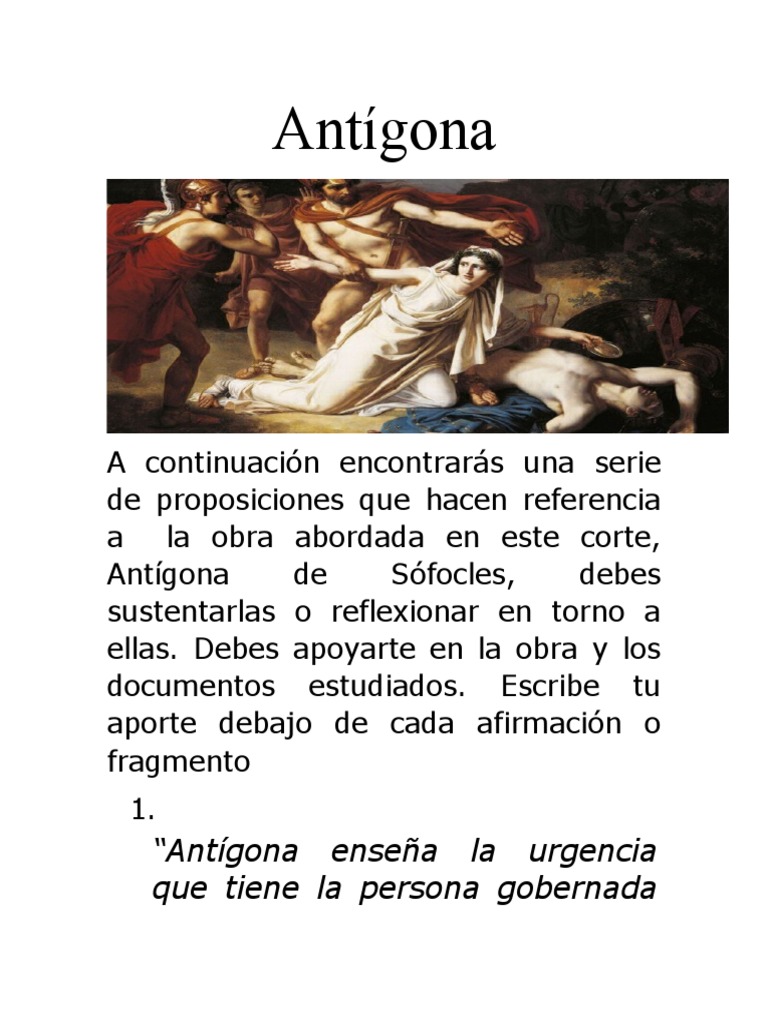 Antígona, Sófocles. Sustentación Oral Final | PDF | Sófocles