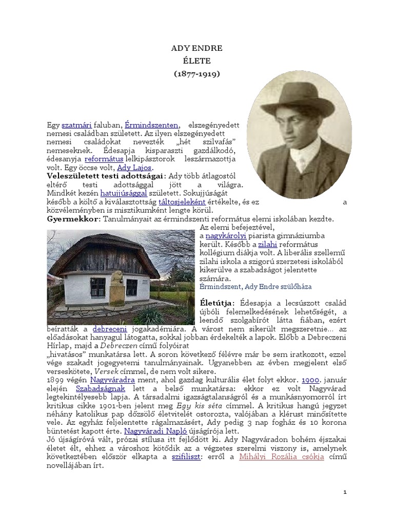 ADY ENDRE ÉLETE Élete | PDF