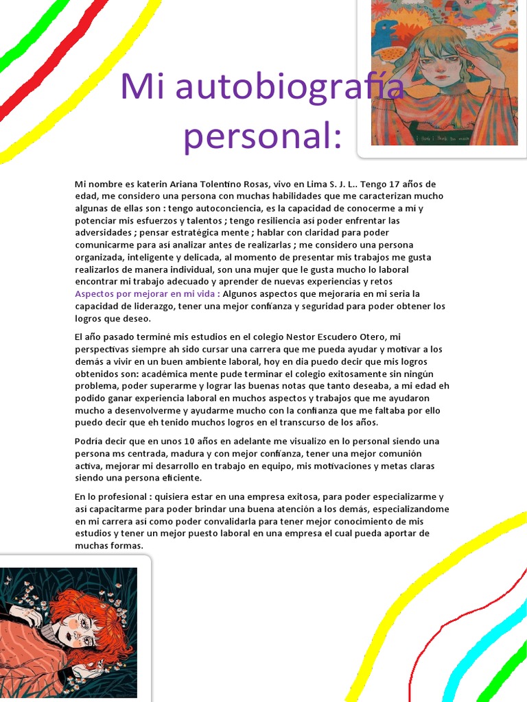 Mi Autobiografía Personal:: Aspectos Por Mejorar en Mi Vida | PDF