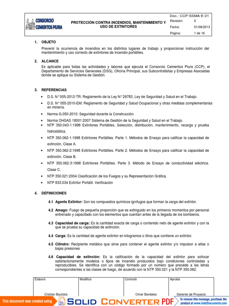 CCP-SSMA-E-21 Rev.0 Protección Contra Incendios | PDF | Combustión | Redox