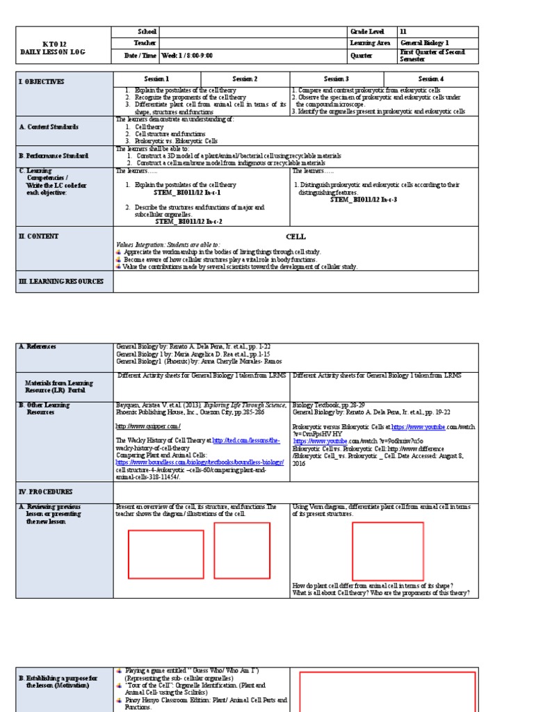 DLL Shs Stem Grade 12general Biology1 Quarter1 Week1 Palawan Division 1 ...