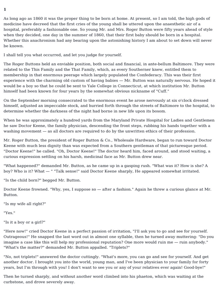 The Curious Case of Benjamin Button | PDF