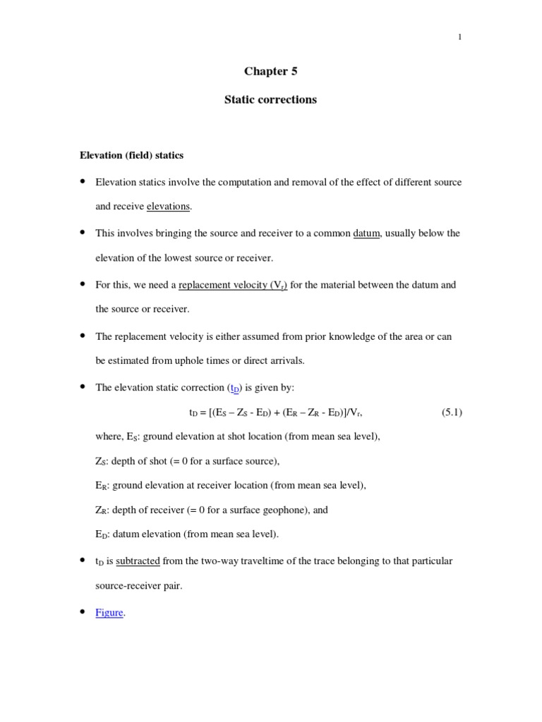 Statics Correction Elevation | PDF | Least Squares | Applied Mathematics