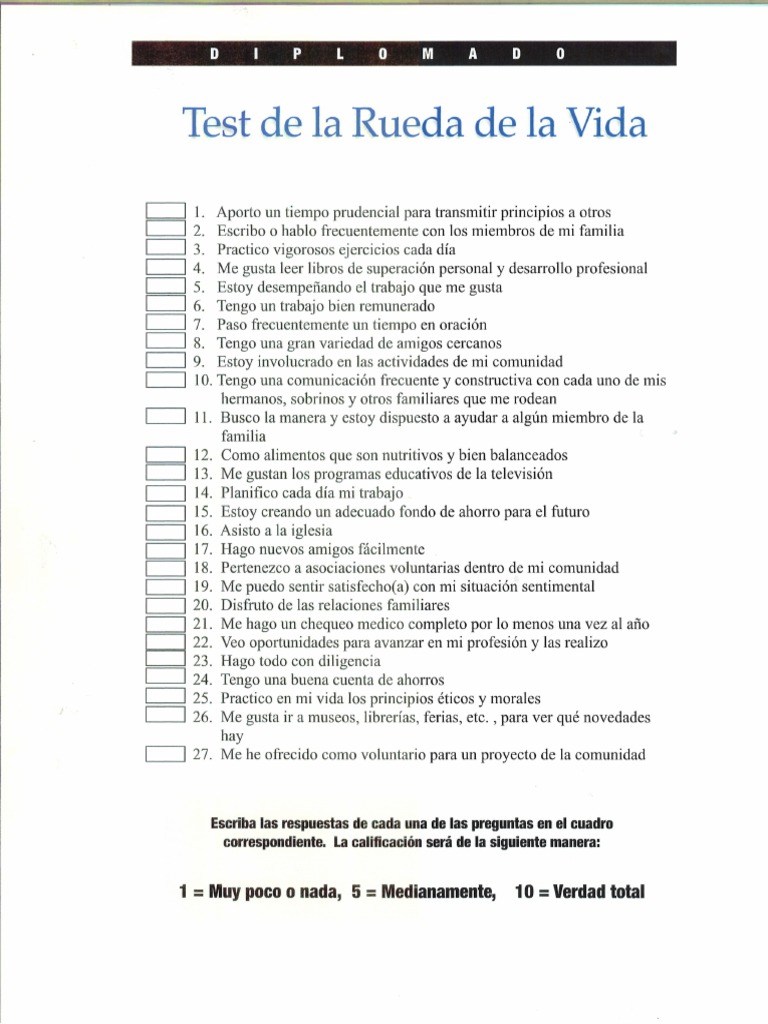 Test de La Rueda de La Vida | PDF
