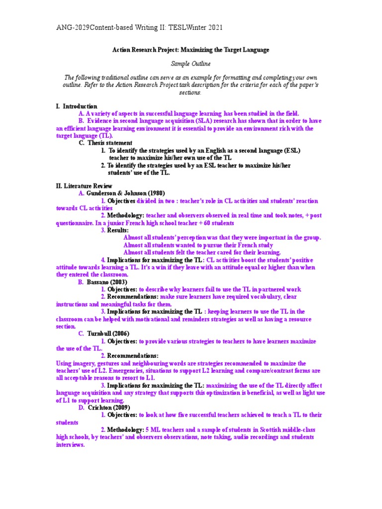 Arp Outline | Download Free PDF | Second Language Acquisition | Second ...