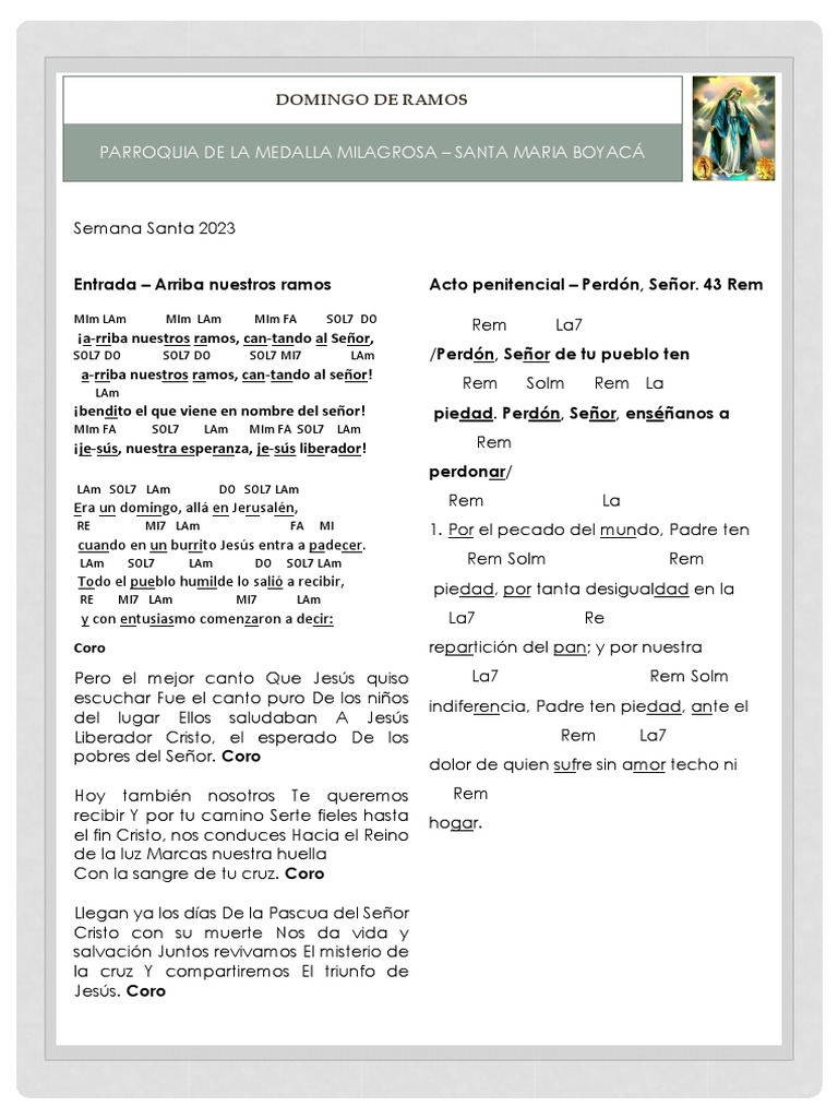 Domingo de Ramos Cancionero Con Yacordes | PDF | Cristo (título) | Amor