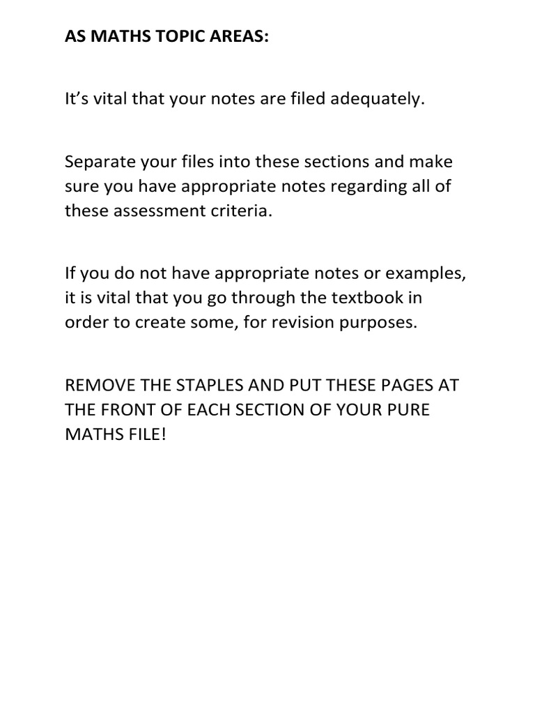 Organizing Mathematics Revision | PDF