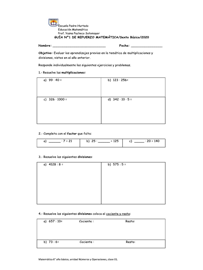 Guia Multiplicación y División 1 | PDF