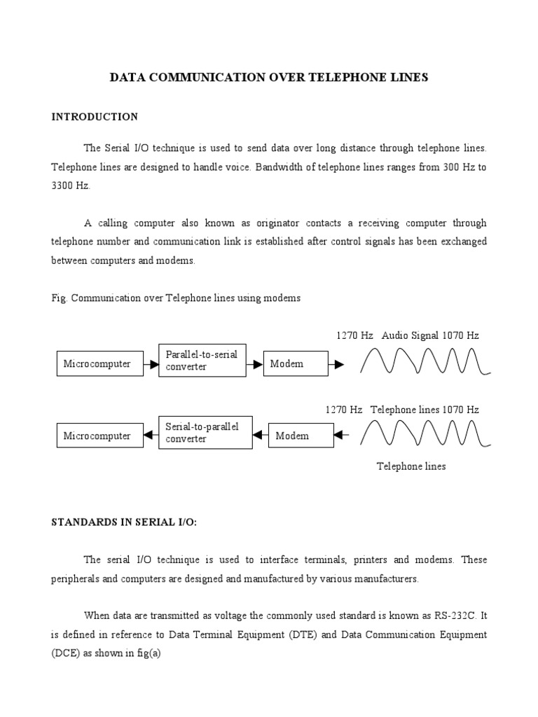 Data Communication Over Telephone Lines | PDF | Media Technology ...