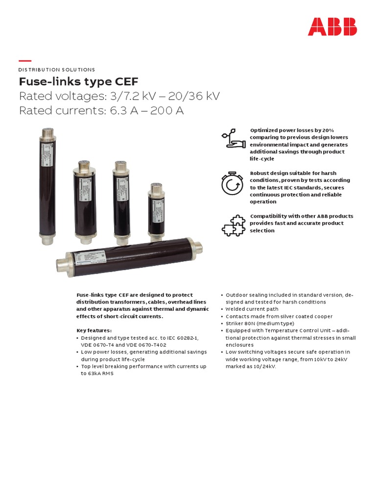 ABB - Fuse-Links Type CEF - EN | PDF | Fuse (Electrical) | Transformer