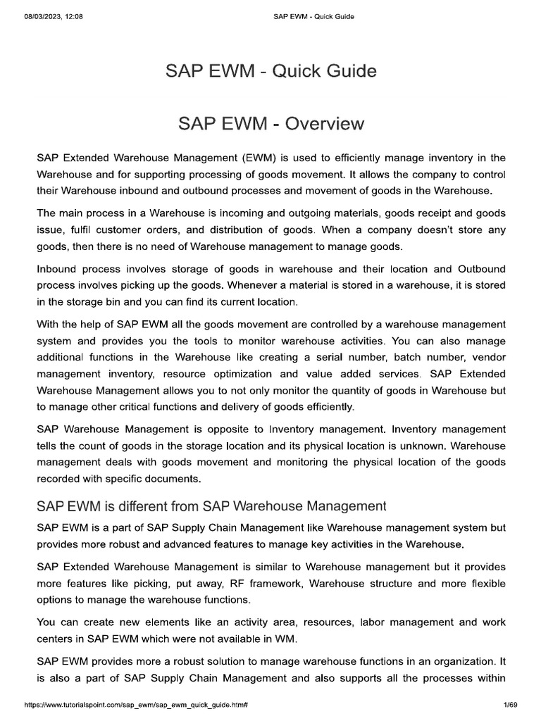 EWM - Configuration Quick Guide | PDF