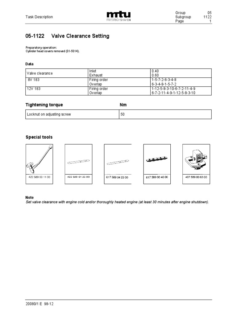 Valve Clearance Adjustment Guide | PDF | Engines | Cylinder (Engine)