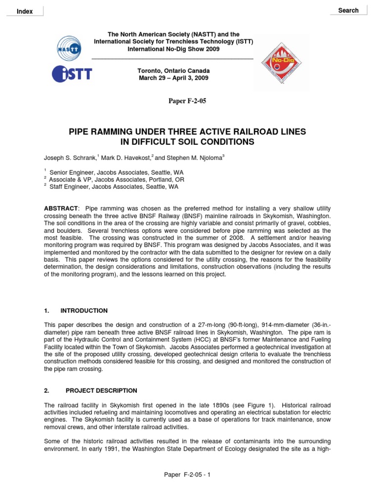 Pipe Ramming Under Three Active Railroad Lines in Difficult Soil Conditions | PDF ...