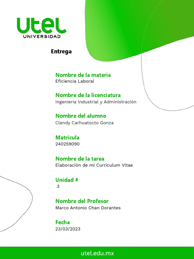 Formato de Tareas UTEL Unidad 3 | PDF | Sitios web | Youtube