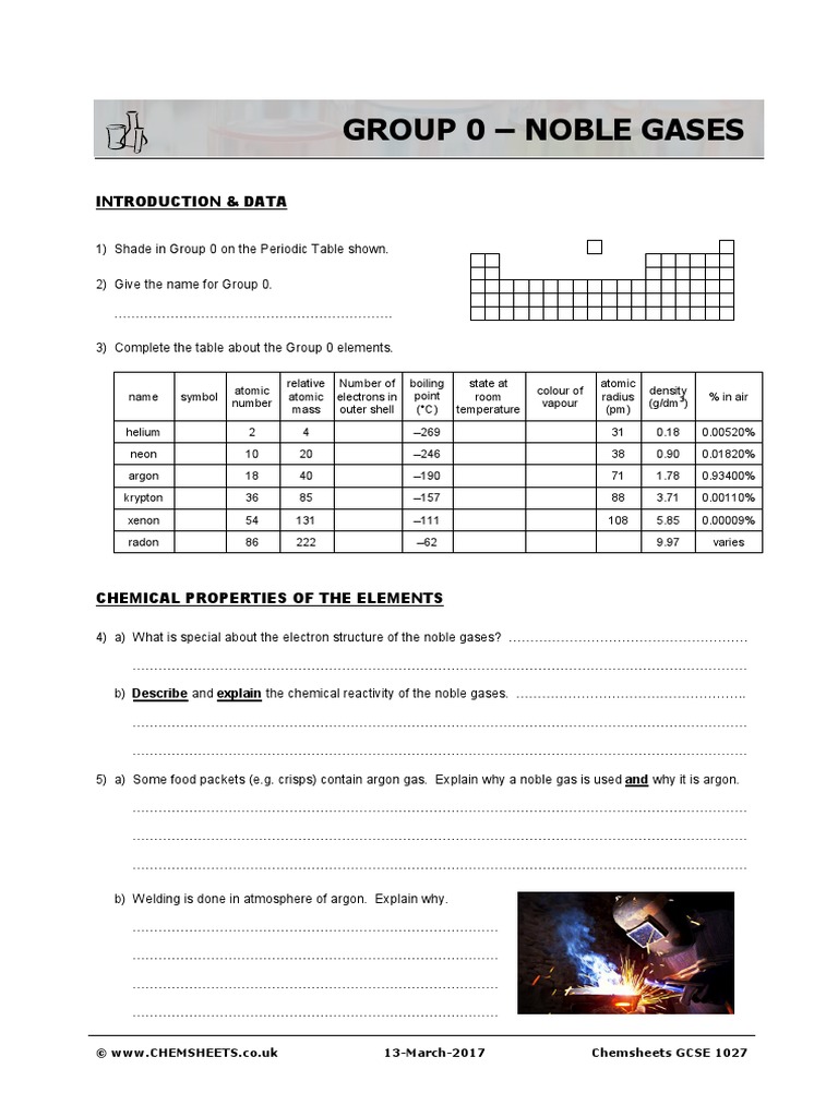 Group 0 - Noble Gases: Introduction & Data | PDF | Materials | Atomic ...