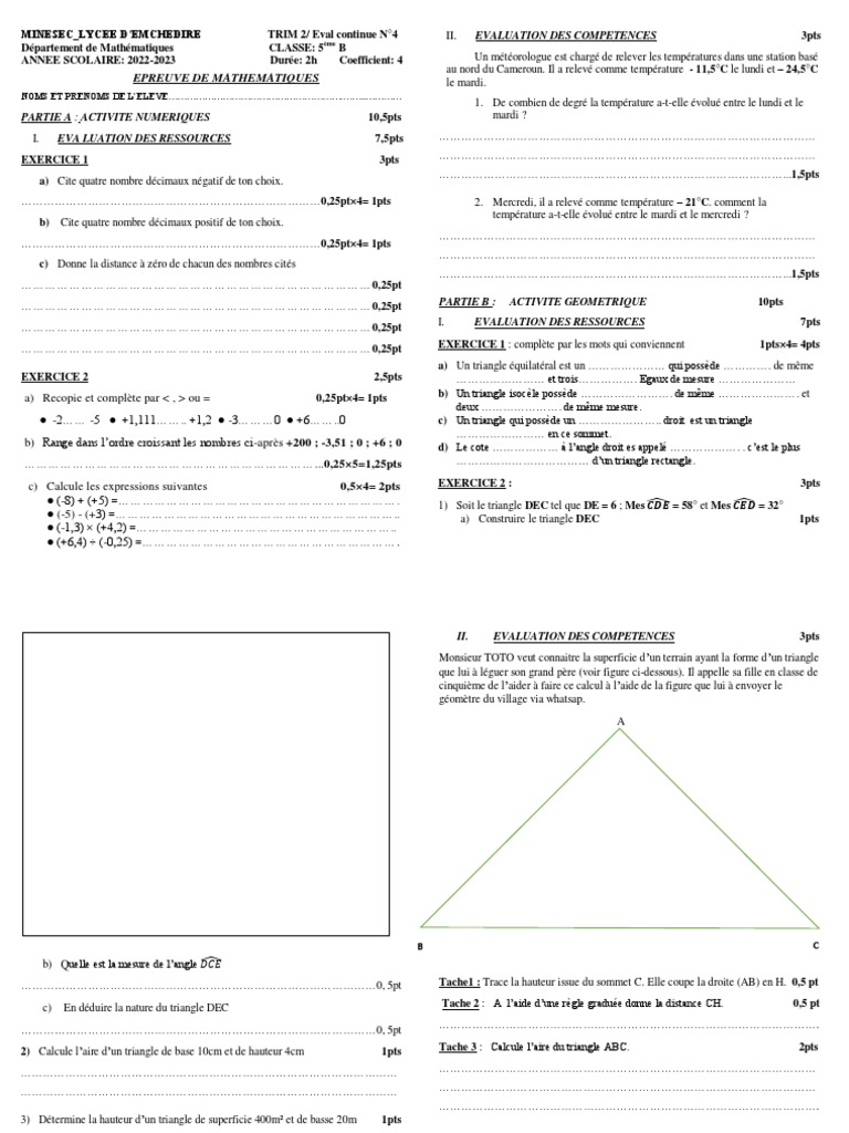 SEQUENCE #4 Maths 5eme | PDF | Triangle | Zone