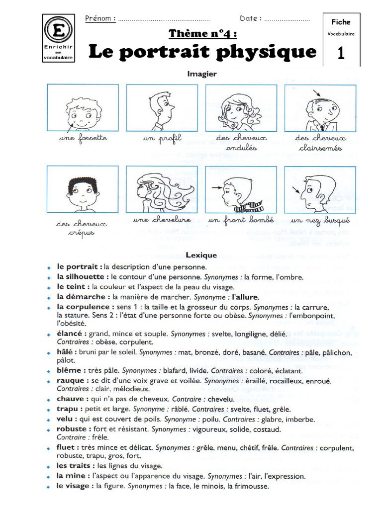 Vocabulaire Du Portrait Cm1 – Vocabulaire Du Portrait – CJGKB