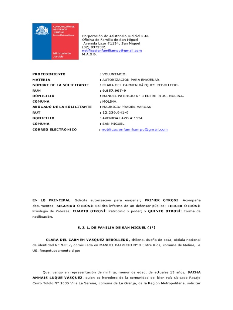 Solicita Autorización para Enajenar de Clara Vasquez Revisada | PDF ...