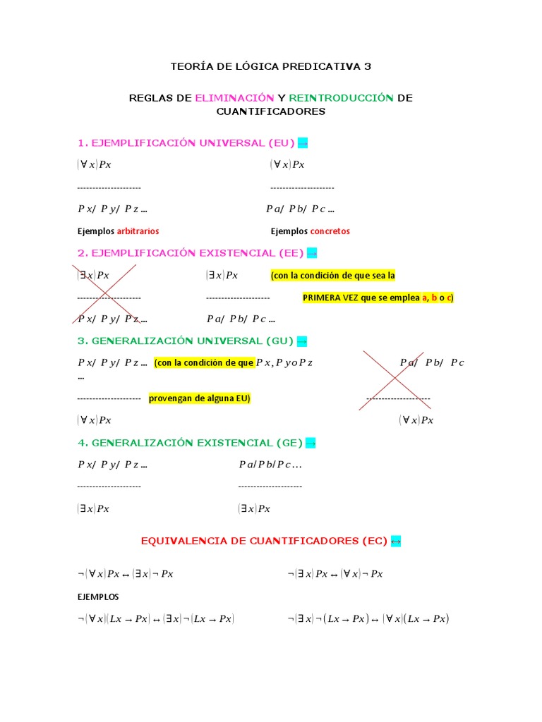 Reglas de Lógica Predicativa | PDF | Métodos y materiales de enseñanza ...