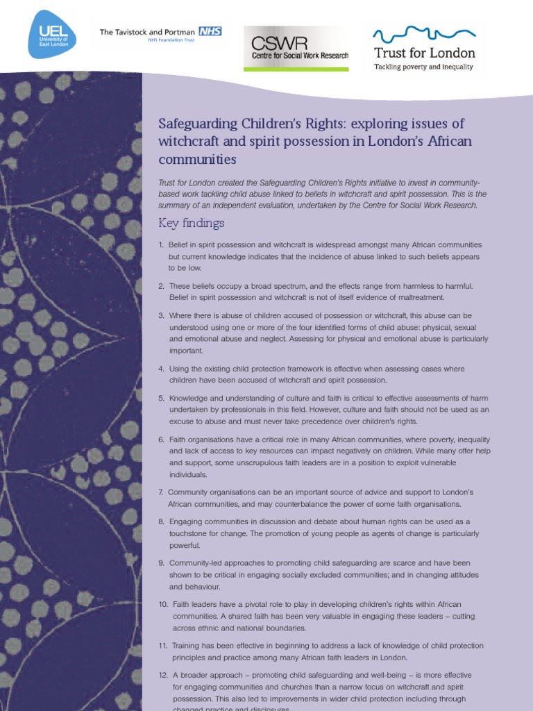 Safeguarding Summary | PDF | Child Protection | Witchcraft