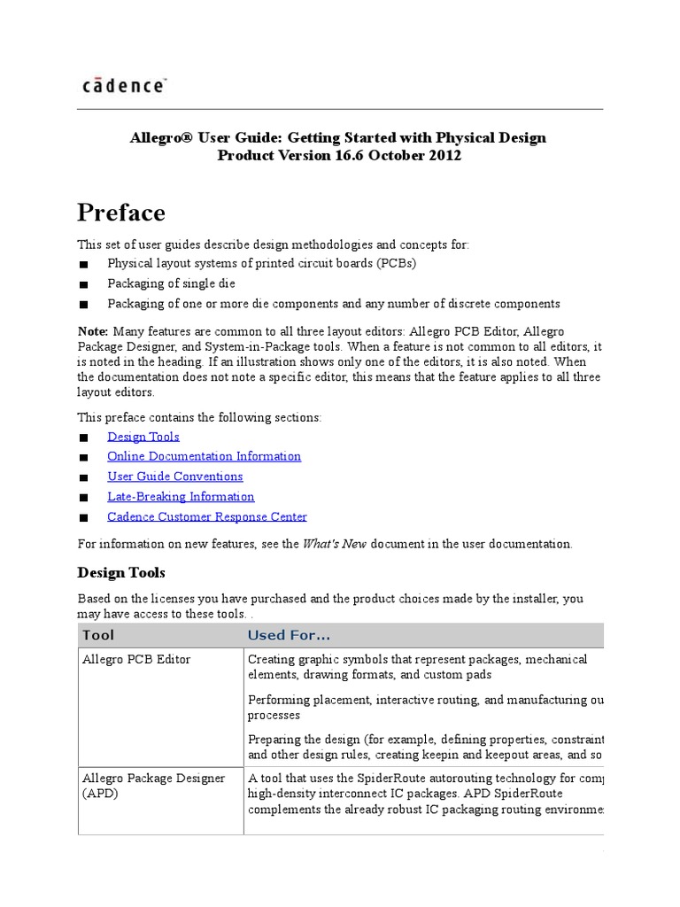 Preface: Allegro® User Guide: Getting Started With Physical Design ...