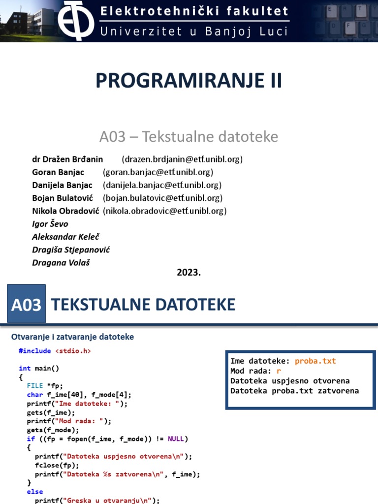 PII - A03 - Tekstualne Datoteke | PDF