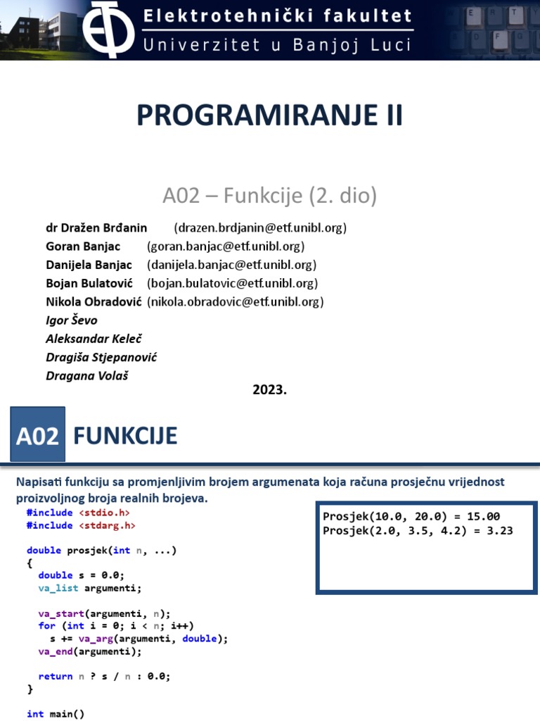 PII - A02 - Funkcije (2. Dio) | PDF