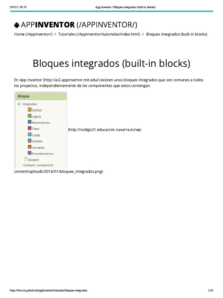 App Inventor - Bloques Integrados (Built-In Blocks) | PDF | Funciones ...