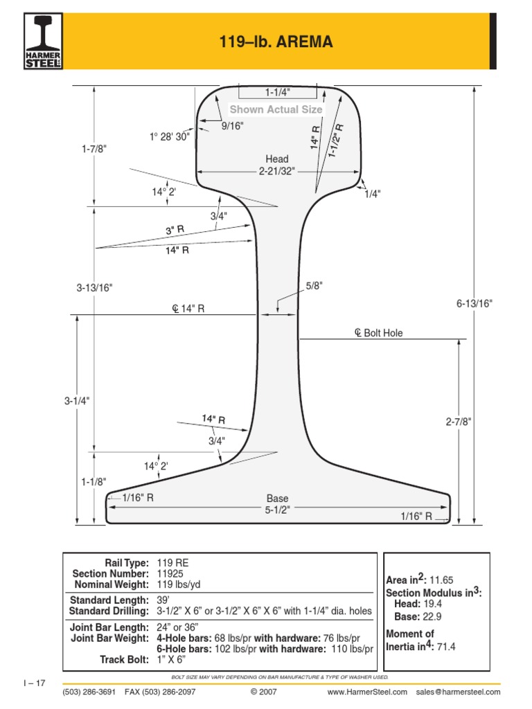 119 Lb-Yd AREMA | PDF | Manufactured Goods | Mechanical Engineering