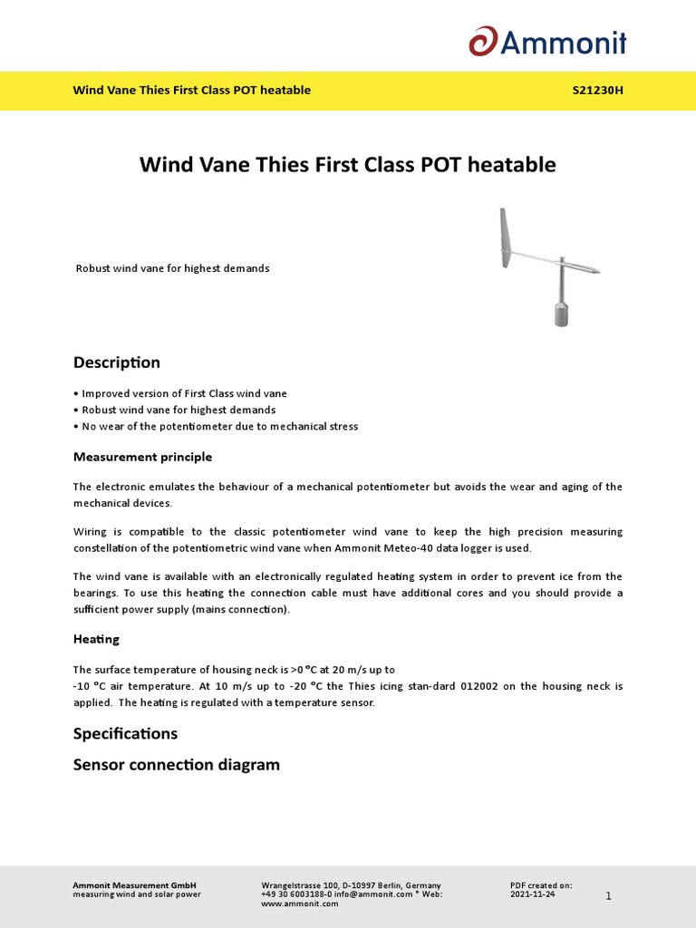 Wind Vane Thies First Class Pot S21230H | PDF