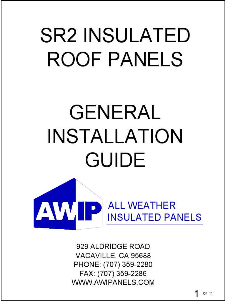 Insulated Panel Installation Guide | PDF | Roof | Fires