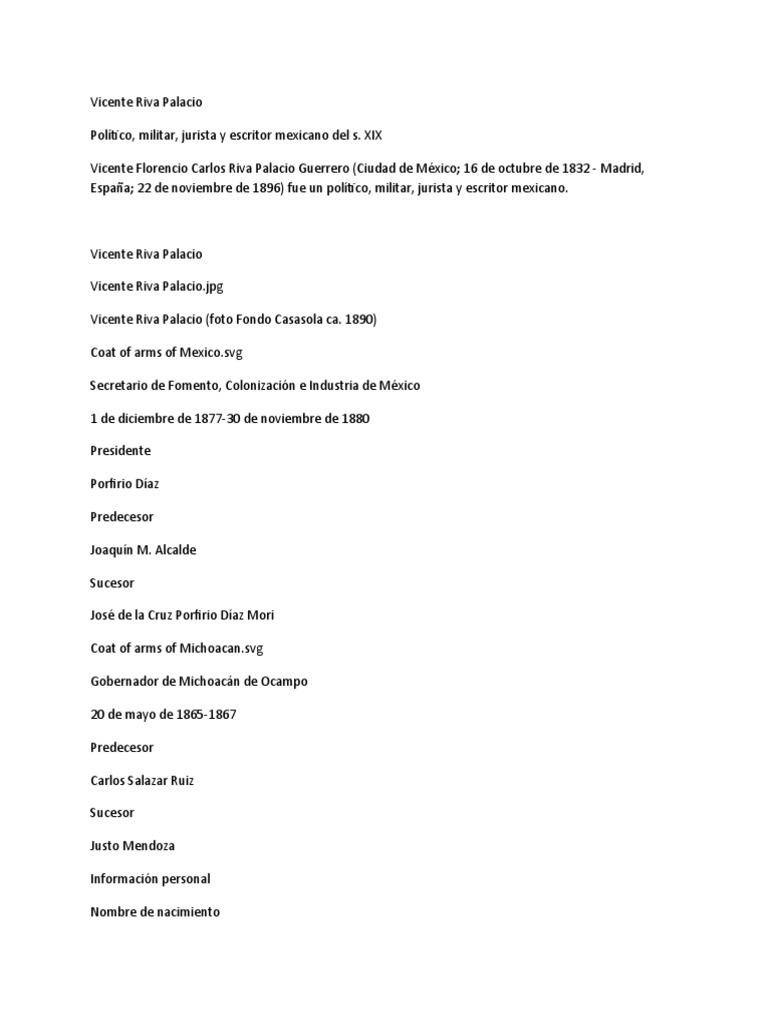 Vicente Riva Palacio | PDF