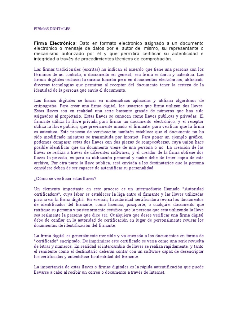 Introducción a las Firmas Digitales | PDF | Criptografía de clave ...