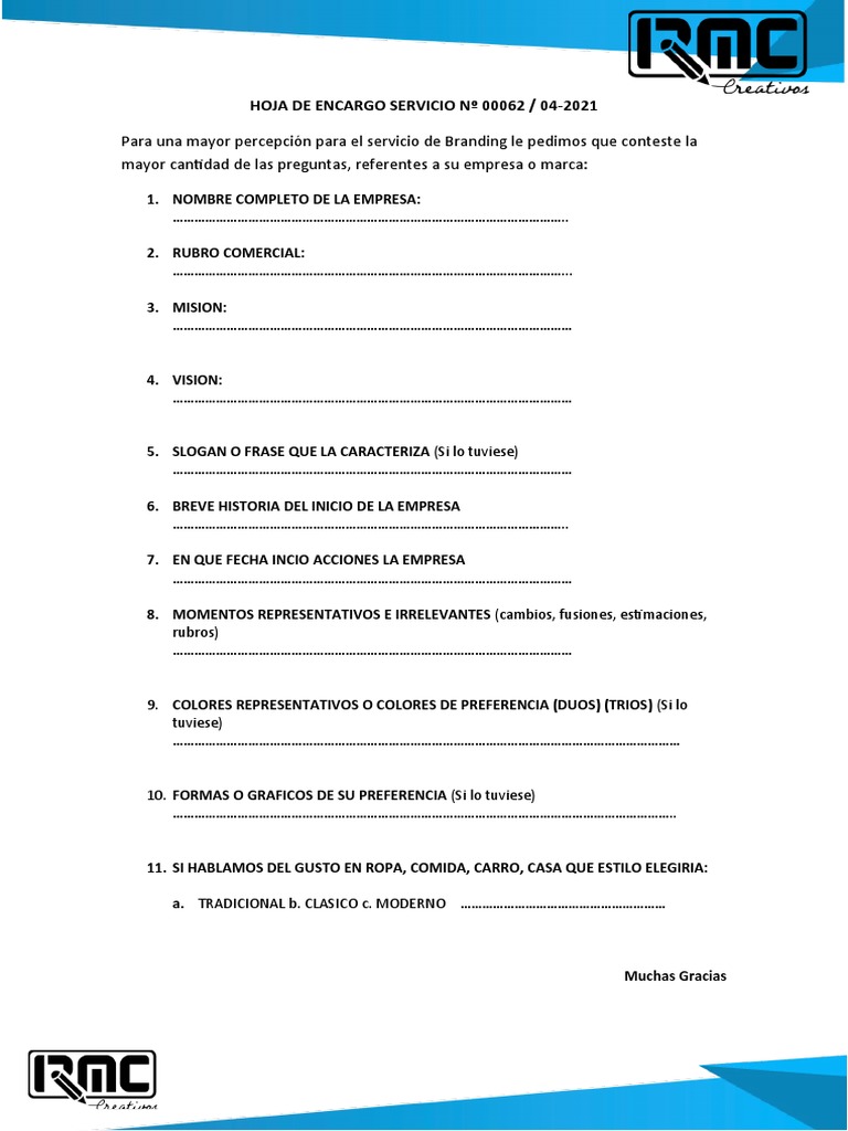 Hoja de Encargo | PDF