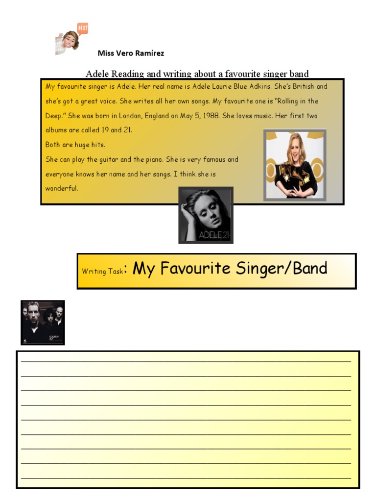 Adele Reading and Writing About A Favourite Singer Band | PDF | Art
