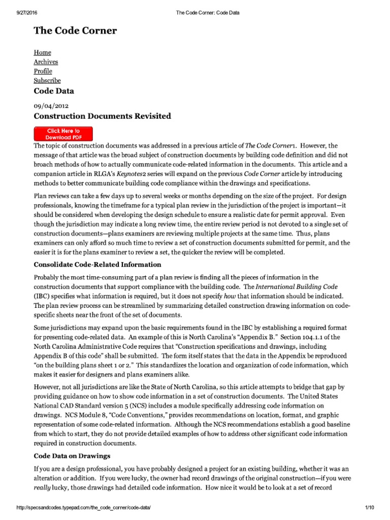 Code Data - The Code Corner | PDF