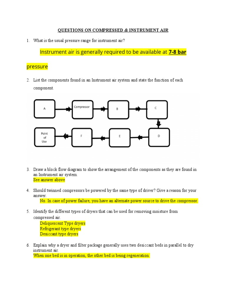 Questions On Instrument Air | PDF | Physical Chemistry | Civil Engineering