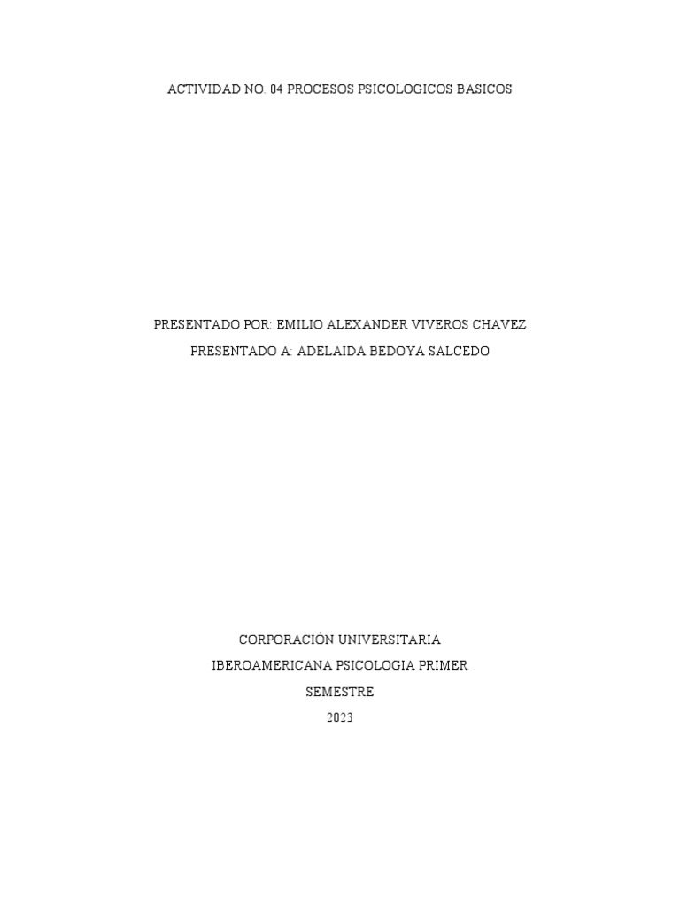 Procesos Psicologicos Basicos Actividad 04 | PDF | Sicología | Aprendizaje
