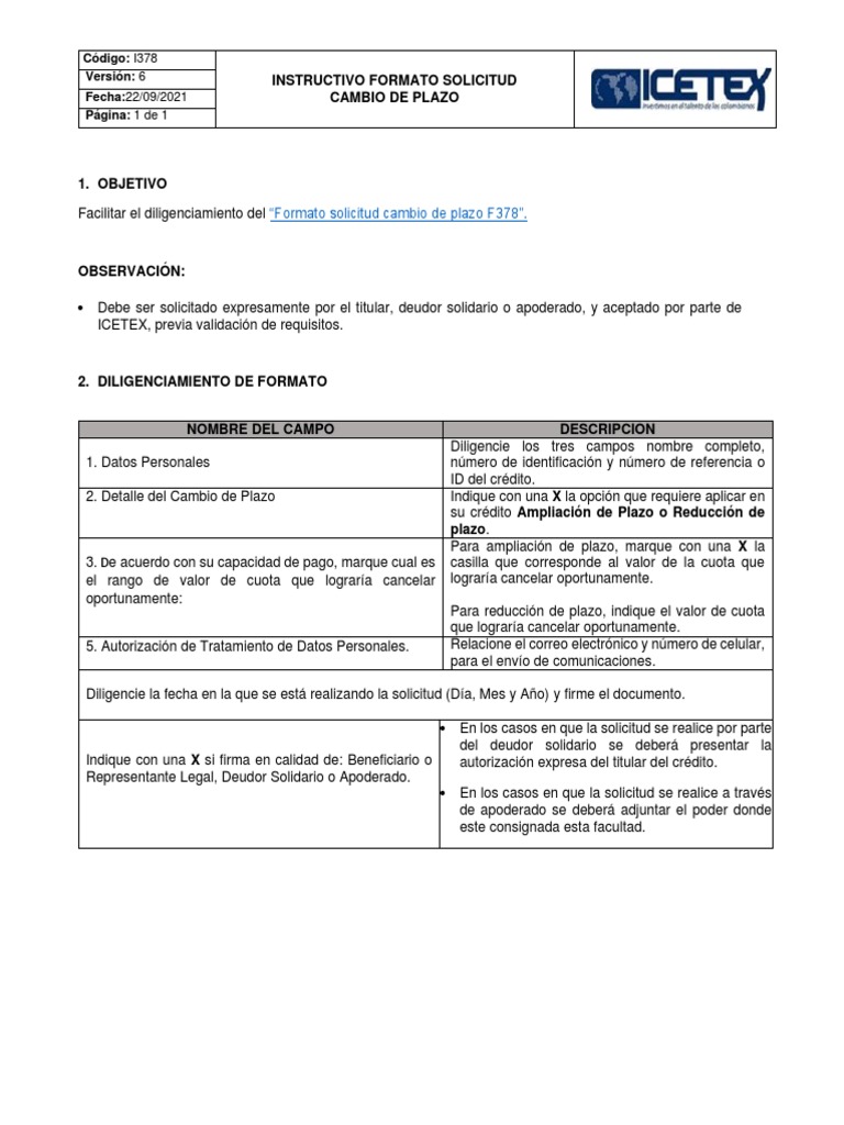 Instructivo Formato Solicitud Cambio Plazo | PDF | Informática