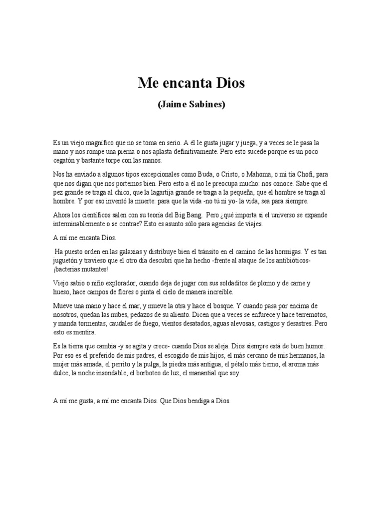 Me Encanta Dios: Poema de Sabines | PDF | Derecho