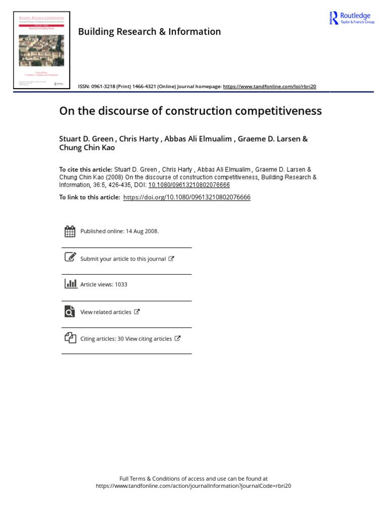 Xon The Discourse of Construction Competitiveness | PDF | Competitive ...