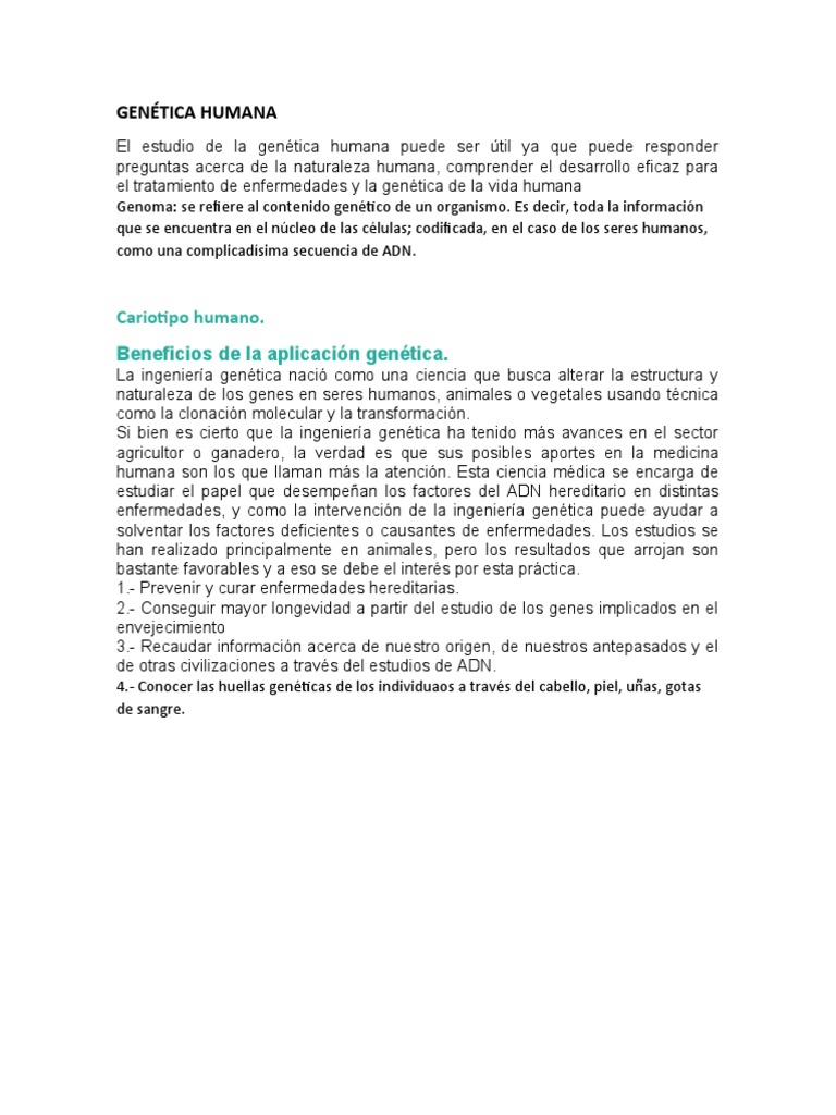 Estudio de la Genética Humana y su Impacto | PDF | Relaciones ...