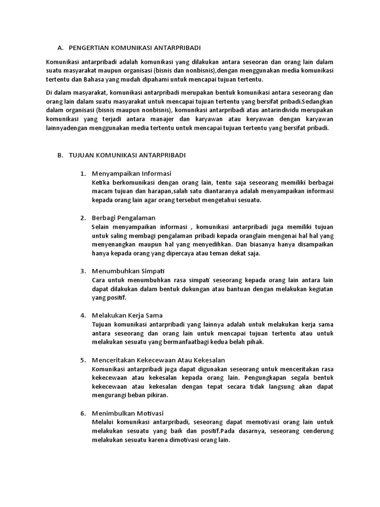 Pengertian Komunikasi Antarpribadi | PDF