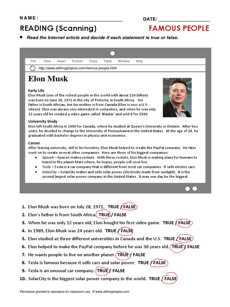 Reading Scanning Elon | PDF | Elon Musk