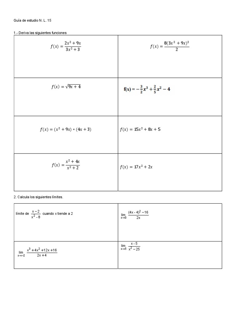 Guía de Estudio N. L. 15 | Descargar gratis PDF | Matemáticas | Objetos matemáticos