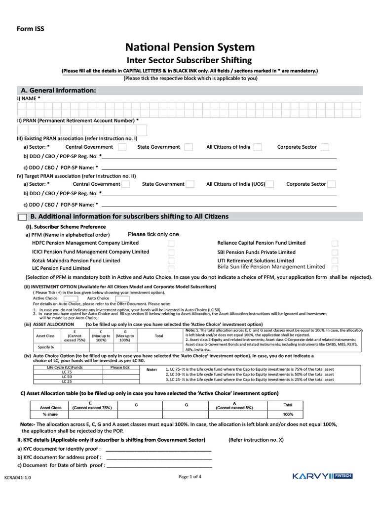 ISS Pension Subscriber Shift Form | PDF | Pension | Asset Allocation