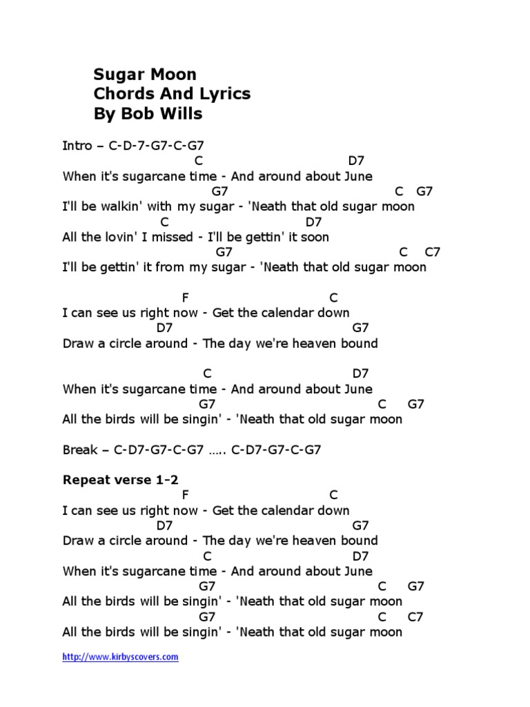 Sugar Moon Chords and Lyrics | PDF
